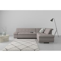 DOMO collection Ecksofa &raquo;Mona L-Form bequem und komfortabel, Breite 271cm, L-Form&laquo; wahlweise mit Bett- und Armlehnfunktion braun Struktur fein 100% 