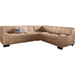 DOMO collection Ecksofa »Norma, moderne Armlehnen, zeitlos und elegant, Breite 247cm, L-Form« wahlweise mit Bettfunktion café