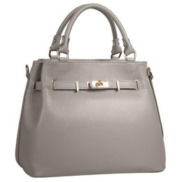 Samantha Look Damen Henkeltasche echt Leder, Made in Italy, ger&auml;umige Henkeltasche mit Smartphonefach grau