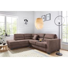 Trendmanufaktur Ecksofa &raquo;Chamber, zeitlos&modern, hoher Sitzkomfort, Breite 245cm, L-Form&laquo; wahlweise mit Schlaffunktion braun