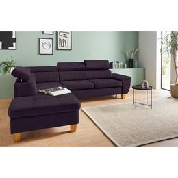 exxpo - sofa fashion Ecksofa &raquo;Enya, hoher Sitzkomfort, Breite 266cm, bequem, 12cm hohe F&uuml;&szlig;e, L-Form&laquo; mit Kopfteilverstellung, wahlweise Bettfunktion u
