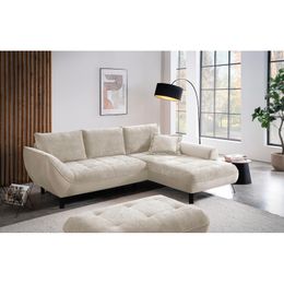 exxpo - sofa fashion Ecksofa &raquo;Bellini, Materialmix oder komplett Struktur, Breite 268cm, bequem&laquo; bequem und modern, Materialmix, L-Form beige