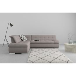 DOMO collection Ecksofa &raquo;Mona L-Form bequem und komfortabel, Breite 271cm, L-Form&laquo; wahlweise mit Bett- und Armlehnfunktion braun Struktur fein 100% 