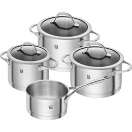 Zwilling Topf-Set »Essence« Set, je 1 Kochtopf Ø 16/20 cm, 1 Bratentopf Ø 20 cm, 1 Stieltopf Ø 16 cm, 7 Stk. tlg. Edelstahl 18/10 silberfarben