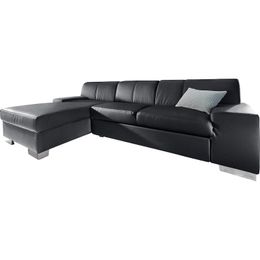 DOMO collection Ecksofa &raquo;Star, zeitlose Formensprache, elegante Optik, Breite 248cm, L-Form&laquo; wahlweise mit Bettfunktion schwarz Softlux -Kunstleder;