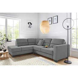 Trendmanufaktur Ecksofa »Chamber, zeitlos&modern, hoher Sitzkomfort, Breite 245cm, L-Form« wahlweise mit Schlaffunktion silbergrau