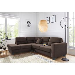 Trendmanufaktur Ecksofa &raquo;Chamber, zeitlos&modern, hoher Sitzkomfort, Breite 245cm, L-Form&laquo; wahlweise mit Schlaffunktion braun