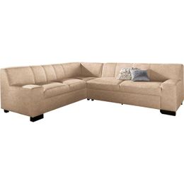 DOMO collection Ecksofa &raquo;Norma, moderne Armlehnen, zeitlos und elegant, Breite 247cm, L-Form&laquo; wahlweise mit Bettfunktion beige Microfaser PRIMABELLE (