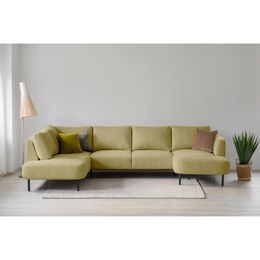 OTTO home Wohnlandschaft &raquo;Cesola&laquo; in weichem Chenille-Stoff, Breite 327 cm, mit schwarzen Metallf&uuml;&szlig;en gelb 90% Polyester, 10% Nylon