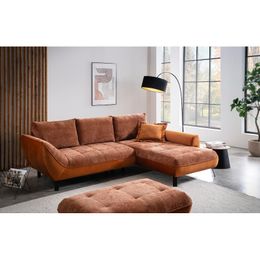 exxpo - sofa fashion Ecksofa &raquo;Bellini, Materialmix oder komplett Struktur, Breite 268cm, bequem&laquo; bequem und modern, Materialmix, L-Form braun