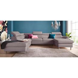 exxpo - sofa fashion Wohnlandschaft &raquo;Maretto, bequem und komfortabel, viel Platz, Breite 330cm, U-Form&laquo; inkl. Kopfteilverstellung f&uuml;r mehr Sitzkomfort
