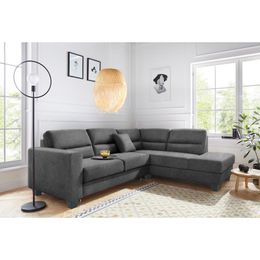 Trendmanufaktur Ecksofa »Chamber, zeitlos&modern, hoher Sitzkomfort, Breite 245cm, L-Form« wahlweise mit Schlaffunktion dunkelgrau