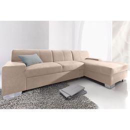 DOMO collection Ecksofa &raquo;Star, zeitlose Formensprache, elegante Optik, Breite 248cm, L-Form&laquo; wahlweise mit Bettfunktion beige Softlux -Kunstleder;