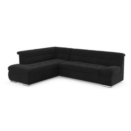 DOMO collection Ecksofa &raquo;Mona L-Form bequem und komfortabel, Breite 271cm, L-Form&laquo; wahlweise mit Bett- und Armlehnfunktion grau Struktur fein 100% 