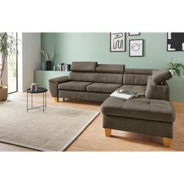 exxpo - sofa fashion Ecksofa &raquo;Enya, hoher Sitzkomfort, Breite 266cm, bequem, 12cm hohe F&uuml;&szlig;e, L-Form&laquo; mit Kopfteilverstellung, wahlweise Bettfunktion u