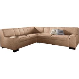DOMO collection Ecksofa »Norma, moderne Armlehnen, zeitlos und elegant, Breite 247cm, L-Form« wahlweise mit Bettfunktion café