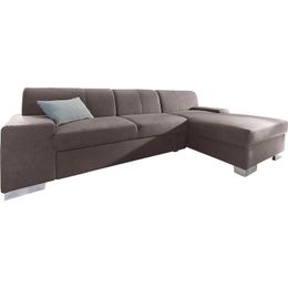 DOMO collection Ecksofa &raquo;Star, zeitlose Formensprache, elegante Optik, Breite 248cm, L-Form&laquo; wahlweise mit Bettfunktion grau Softlux -Kunstleder;