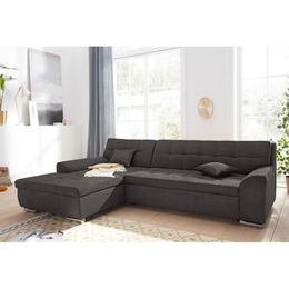 DOMO collection Ecksofa &raquo;Aversa, moderne Steppung, geschwungene Armlehnen, Breite 267cm&laquo; L-Form, wahlweise mit Bettfunktion braun Struktur weich (100%