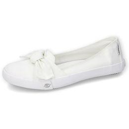 Dockers by Gerli Ballerina Freizeitschuh mit auff&auml;lliger Schleife wei&szlig; 40 40 Sportlicher Ballerina aus Canvas