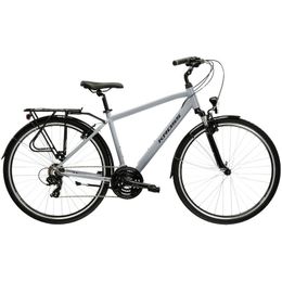 KROSS Trekkingrad »Herren-Trekkingrad 28" Trans 1.0 Grau 21 Gänge« 21 Gang Shimano TOURNEY TY300 Schaltwerk Kettenschaltung grau+schwarz