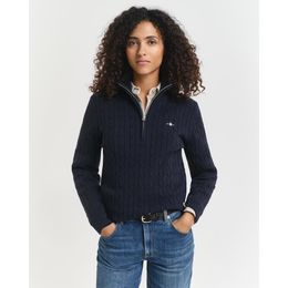 Gant Strickpullover &raquo;STRETCH COTTON CABLE HALF-ZIP&laquo; Mit Rundhalsausschnitt EVENING BLUE S S Strickpullover von Gant