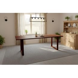 Esstisch Baumkante massiv Akazie nussbaum 200 x 100 cm U-Gestell Holz nussbaum GRAZ