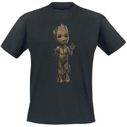 GUARDIANS OF THE GALAXY I Am Groot - Wave Pose T-Shirt schwarz in S BILMGR00009-MN-TS-BLK Gildan Softstyle