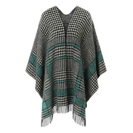 Collezione Alessandro Poncho " Hahnentritt " in weiß | Gr.: onesize