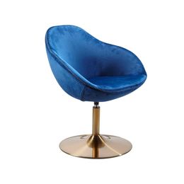 KADIMA DESIGN Loungesessel SIRAN Samt / Gold 70x79x70 cm Design Drehstuhl, in Blau | Gr.: onesize