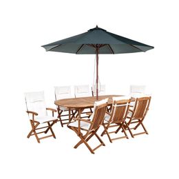 Beliani 10-tlg Gartentisch Set MAUI II in Braun/Grau/Weiß | Gr.: onesize