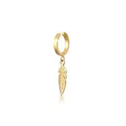 Elli Ohrringe 925 Sterling Silber Boho, Feder in Gold | Gr.: onesize