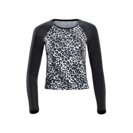 WINSHAPE Functional Light and Soft Cropped Long Sleeve Top AET119LS in snow leopard/black | Gr.: XS