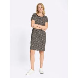 Sieh an! Jersey-Kleid in beige-schwarz-bedruckt | Gr.: 44