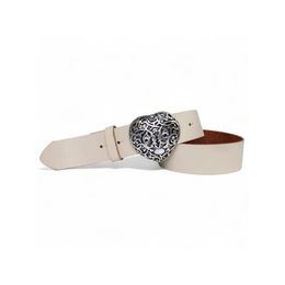 Fronhofer Damen Lederg&uuml;rtel Strass in Creme | Gr.: 85 cm