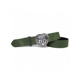 Fronhofer Damen Lederg&uuml;rtel Strass in Khaki | Gr.: 120 cm