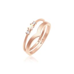 Elli Ring 925 Sterling Silber Ring Set in Rosegold | Gr.: 52