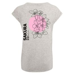 F4NT4STIC Extended Shoulder T-Shirt Sakura Japan Grafik in grau meliert | Gr.: S