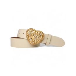 Fronhofer Damen Lederg&uuml;rtel Strass in Creme | Gr.: 110 cm