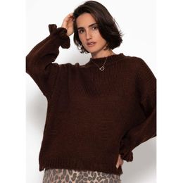 SASSYCLASSY Pullover mit Volant&auml;rmeln in Braun | Gr.: M
