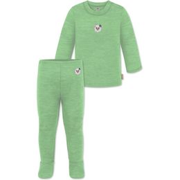 Normani Outdoor Sports Baby Merino Set Wollpullover und Unterhose in Grün | Gr.: 92