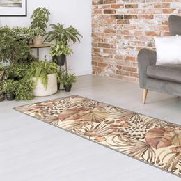 Teppich Beige Palmenbl&auml;tter