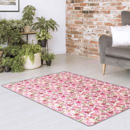 Bilderwelten Teppich Pinke Blumen mit Schmetterlingen
