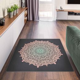 Teppich Mandala Ornament in Rose und Blau