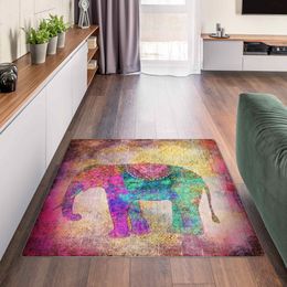 Teppich Bunte Collage - Indischer Elefant