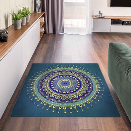 Teppich Mandala Blau Gold