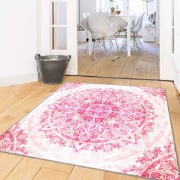 Teppich Mandala Aquarell Ornament Muster pink