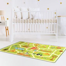 Bilderwelten Teppich Illustration bunt - Bauernhof - Der gro&szlig;e Rundweg - Bauernhof Kinderzimmer Baby M&auml;dchen Jungen