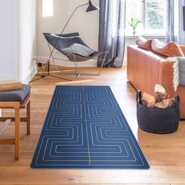 Teppich Geometrische Wellen blau