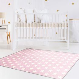 Teppich Weiße Sterne auf Rosa