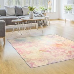 Bilderwelten Teppich Zarter Bl&uuml;tentraum in Pastell - Webteppich Gewebeteppich waschbar - Schlafzimmer Wohnzimmer Esszimmer K&uuml;che